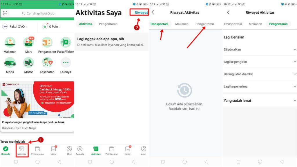Cara Melihat History Grab Pada Semua Layanan Aplikasi
